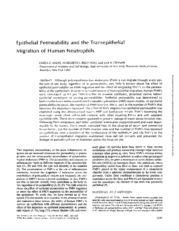 (PDF) Epithelial permeability and the transepithelial migration of ...