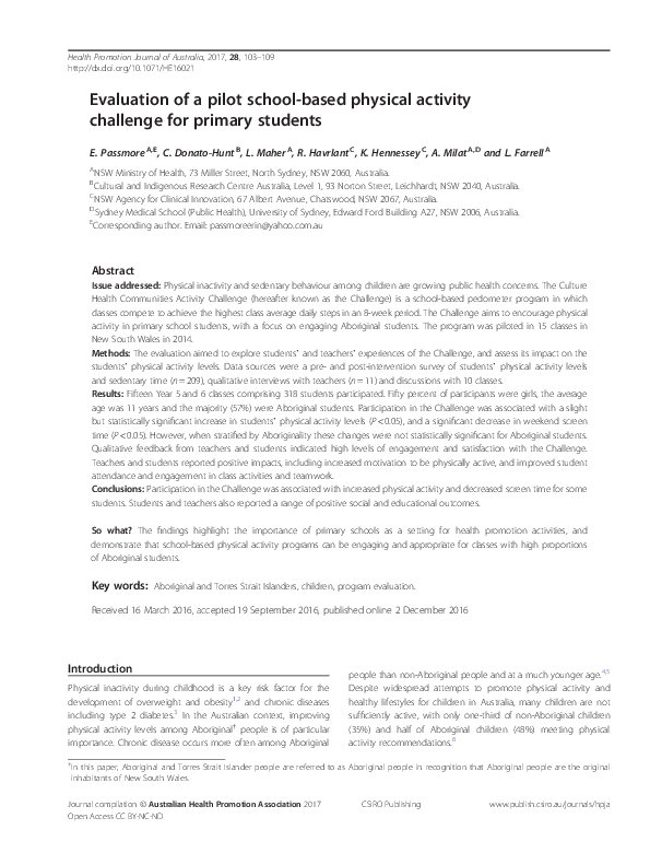 (PDF) School-Based Activity Challenge for Kids' Health