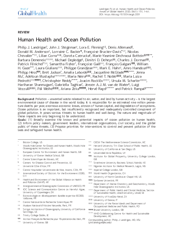 (PDF) Human Health and Ocean Pollution