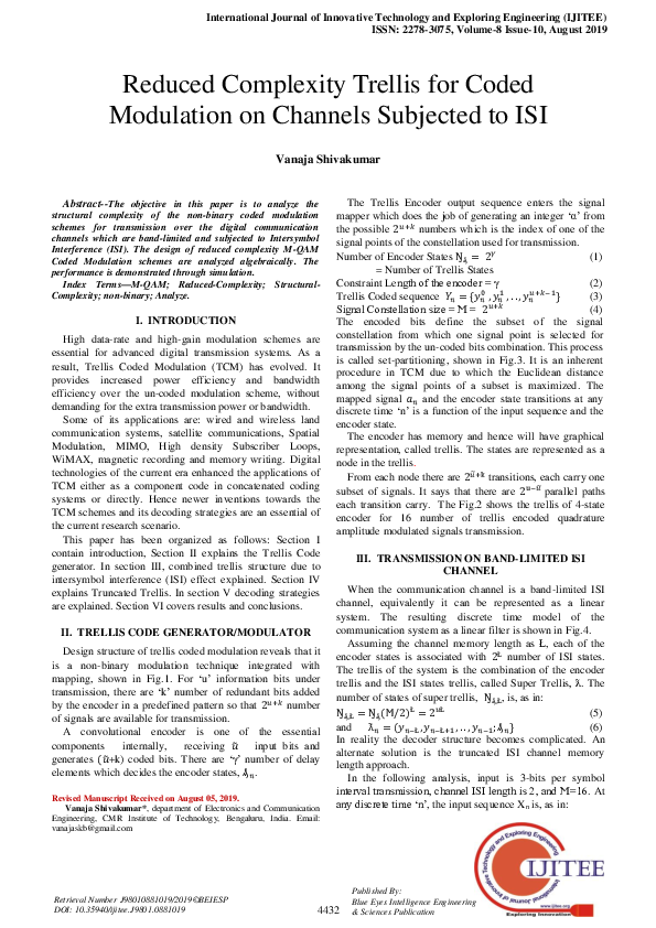 (PDF) Reduced Complexity Trellis for Coded Modulation on Channels Subjected to ISI
