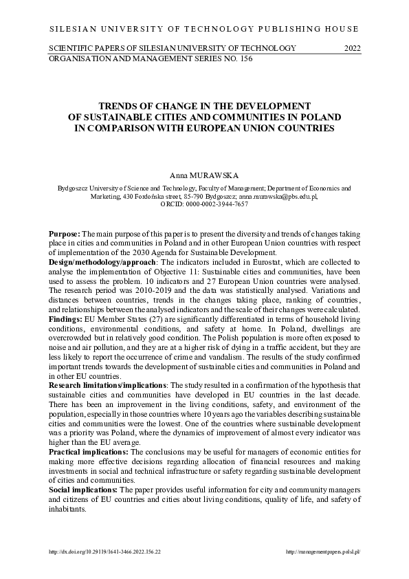(PDF) Trends of change in the development of sustainable cities and communities in Poland in ...