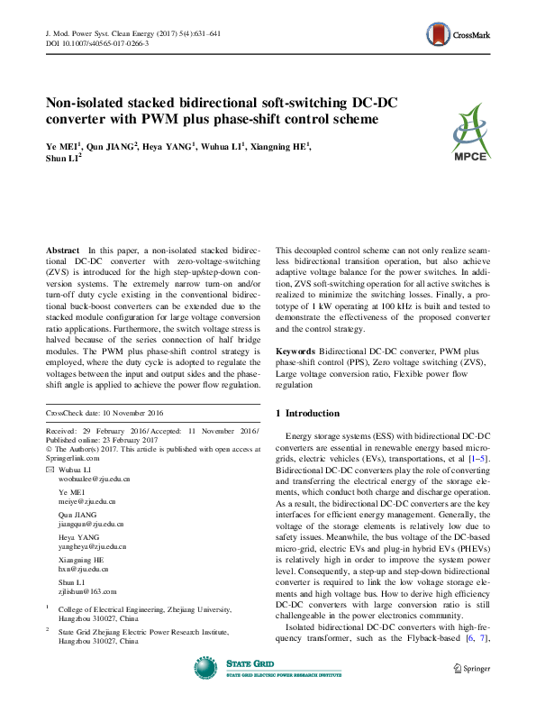 Pdf Non Isolated Stacked Bidirectional Soft Switching Dc Dc Converter With Pwm Plus Phase
