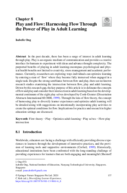 (PDF) Play and Flow: Harnessing Flow Through the Power of Play in Adult ...