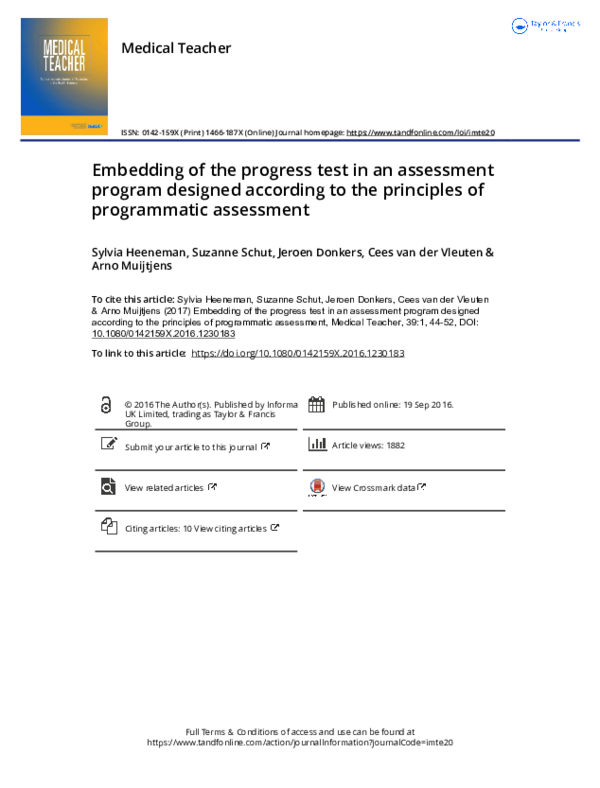 (PDF) Embedding of the progress test in an assessment program designed ...