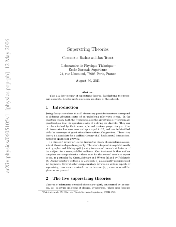 (PDF) Superstring Theories