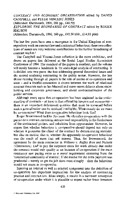 (PDF) Contract AND Economic Organisation