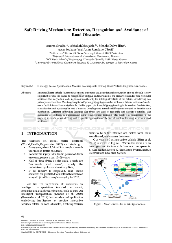 (PDF) Safe Driving Mechanism: Detection, Recognition and Avoidance of Road Obstacles