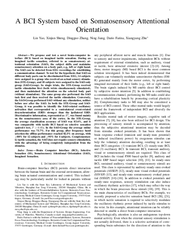 (PDF) A BCI System based on Somatosensory Attentional Orientation