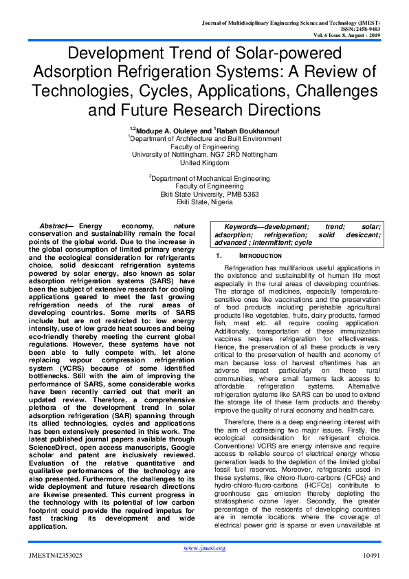 (PDF) Development Trend of Solar-powered Adsorption Refrigeration ...