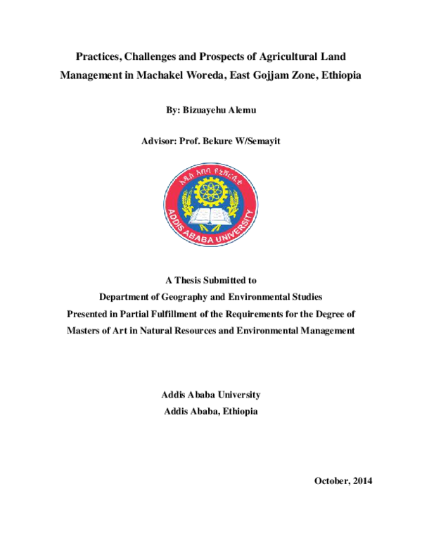 (PDF) Practices, Challenges and Prospects of Agricultural Land ...