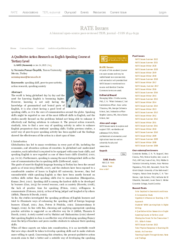 (PDF) A Qualitative Action Research on English Speaking Course at ...