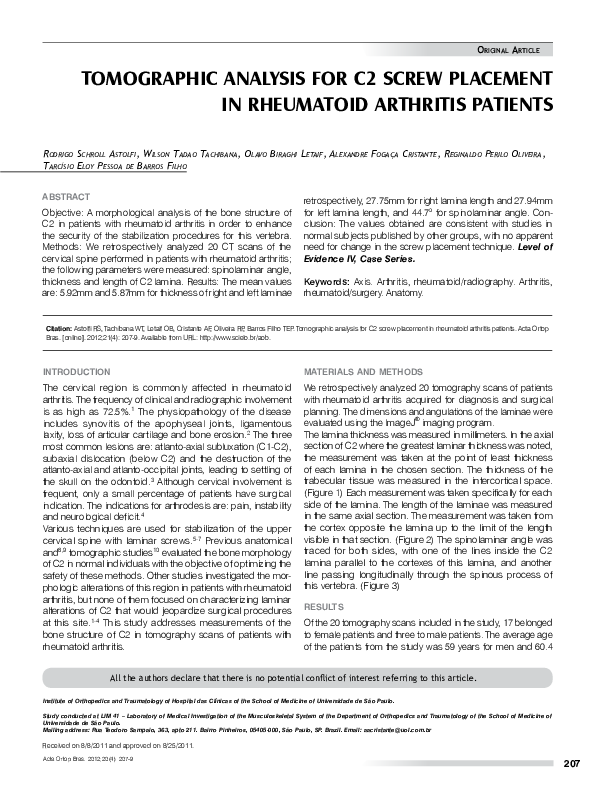 (PDF) C2 Laminar Screw Placement via Tomographic Analysis