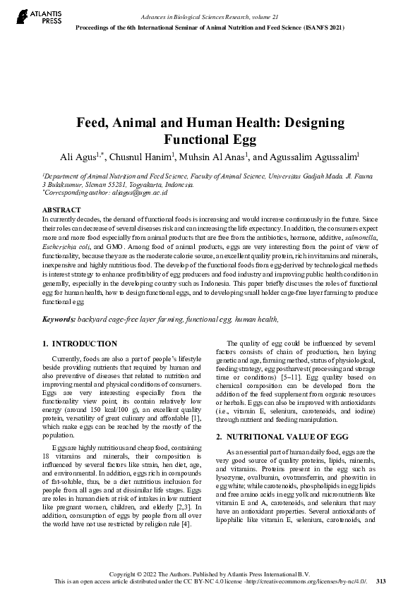 (PDF) Feed, Animal and Human Health: Designing Functional Egg
