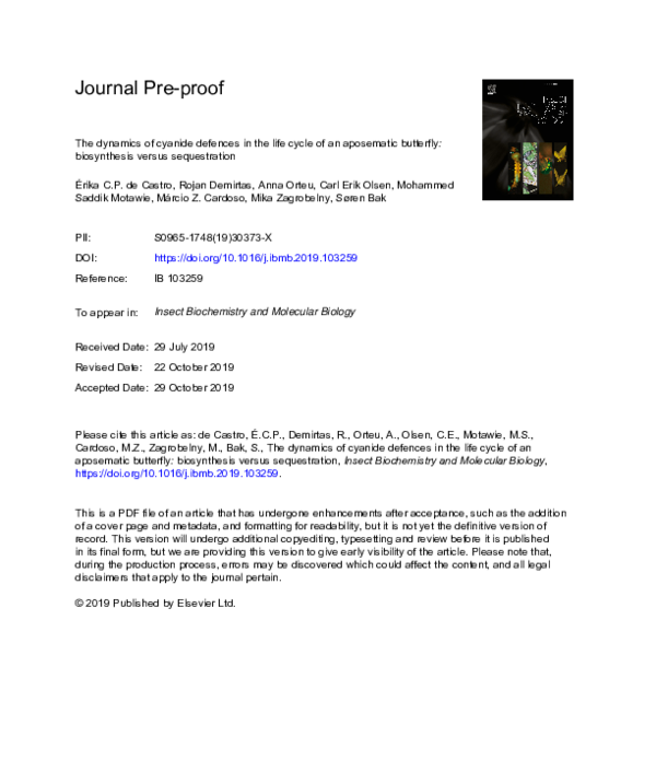 (PDF) The dynamics of cyanide defences in the life cycle of an ...