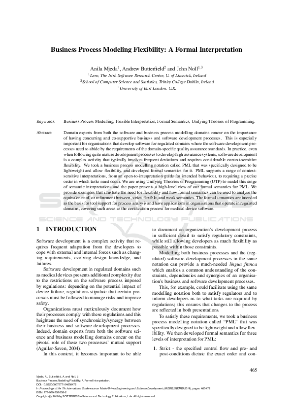 (PDF) Business Process Modeling Flexibility: A Formal Interpretation