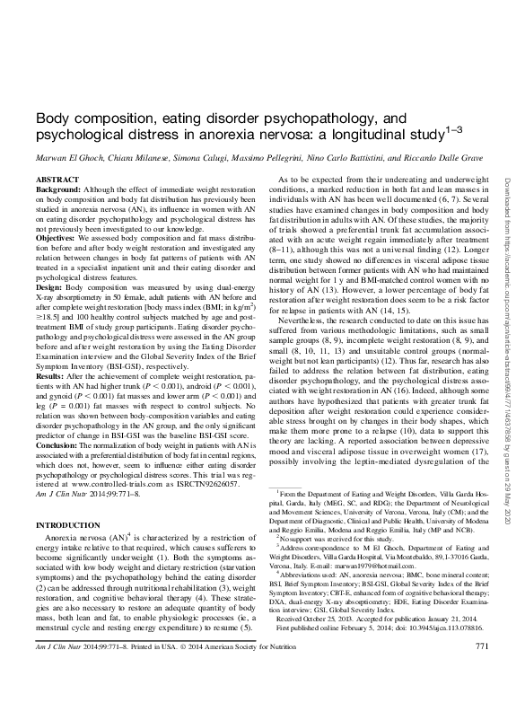 (PDF) Body composition, eating disorder psychopathology, and ...