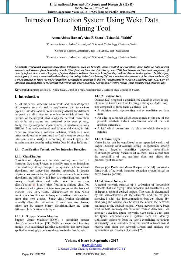 (PDF) Intrusion Detection System Using Weka Data Mining Tool (PDF) Intrusion Detection System Using Weka Data Mining Tool