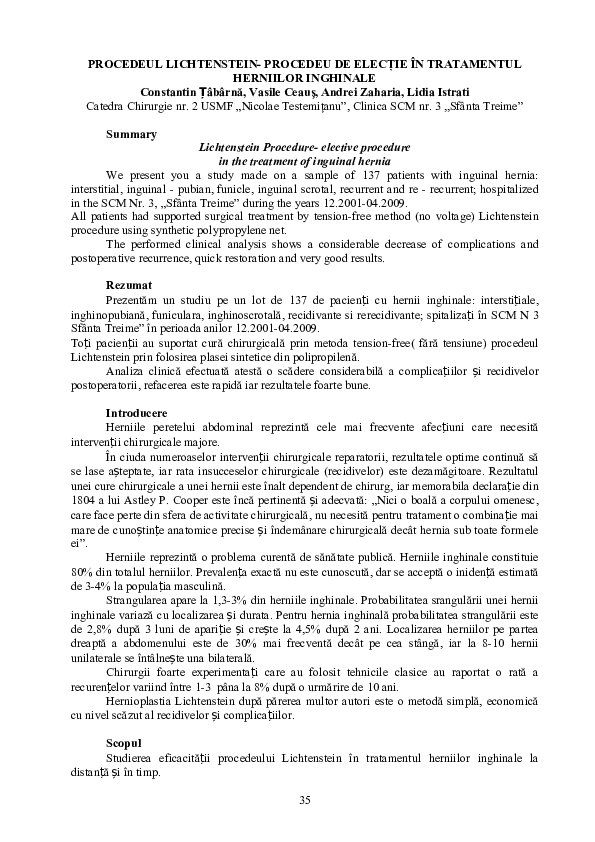 (PDF) Lichtenstein Procedure- elective procedure in the treatment of ...