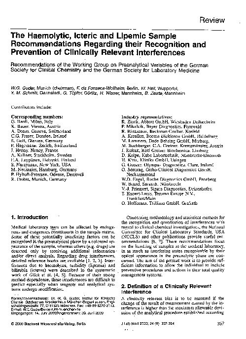 (PDF) The Haemolytic, Icteric and Lipemic Sample Recommendations ...
