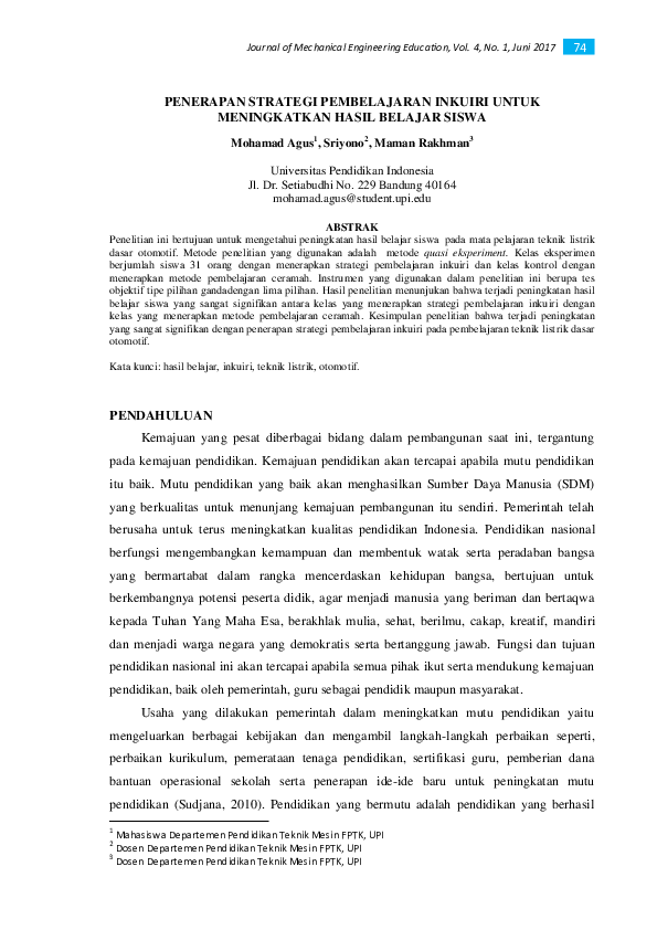 (PDF) Penerapan Strategi Pembelajaran Inkuiri untuk Meningkatkan Hasil ... (PDF) Penerapan Strategi Pembelajaran Inkuiri untuk Meningkatkan Hasil ...