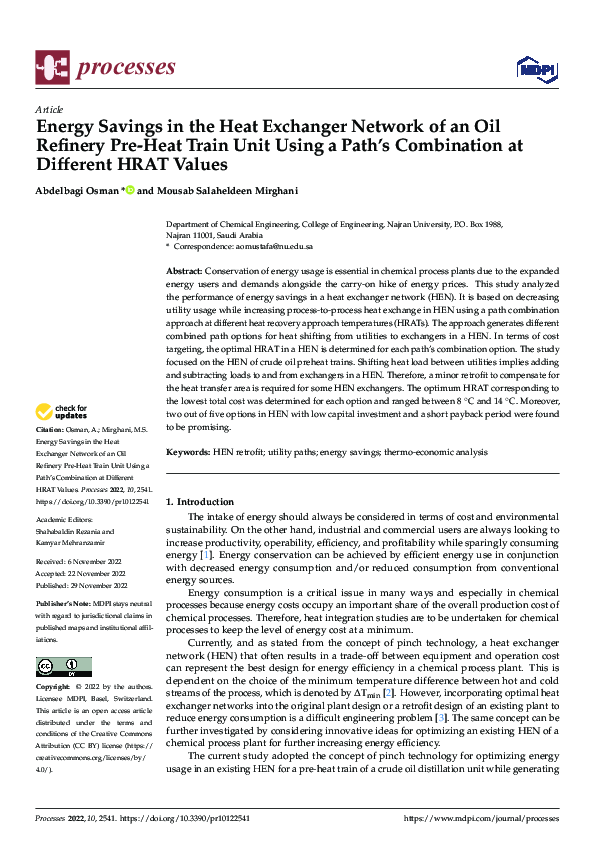 (PDF) Energy Savings in the Heat Exchanger Network of an Oil Refinery ...