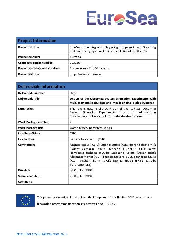 Pdf Design Of The Observing System Simulation Experiments With Multi Platform In Situ Data And