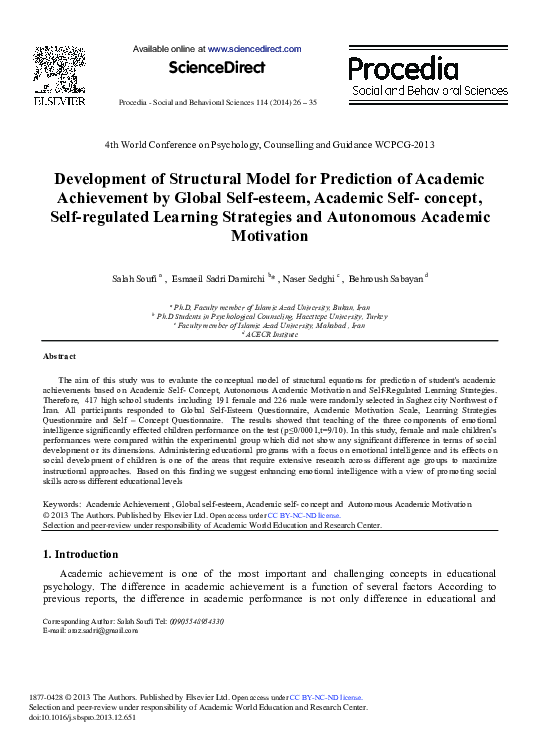 (PDF) Development of Structural Model for Prediction of Academic Achievement by Global Self ...