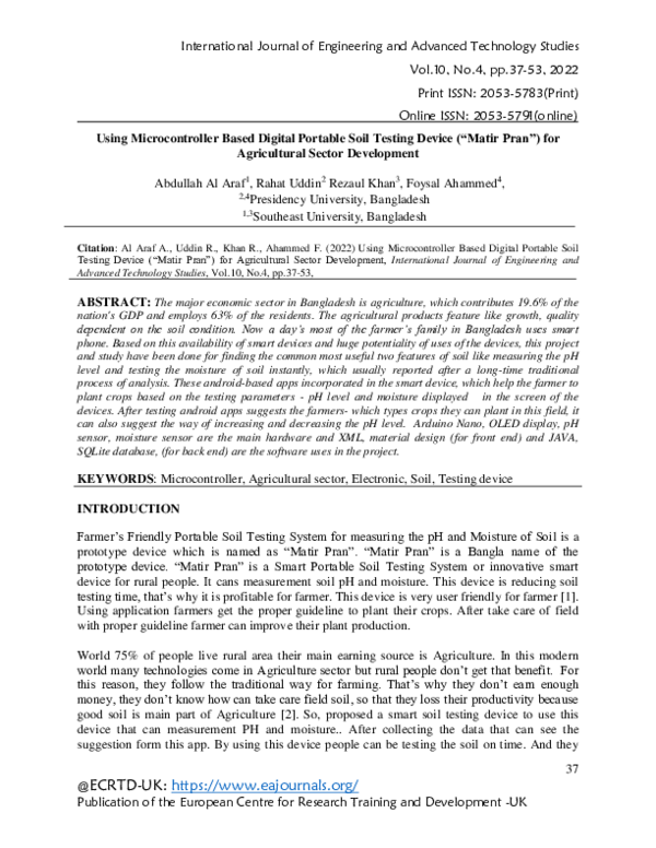 (PDF) Using Microcontroller Based Digital Portable Soil Testing Device ...