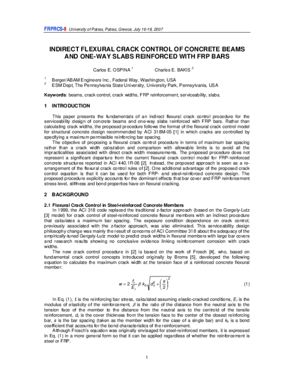 (PDF) Indirect Flexural Crack Control of Concrete Beams and One-Way ...