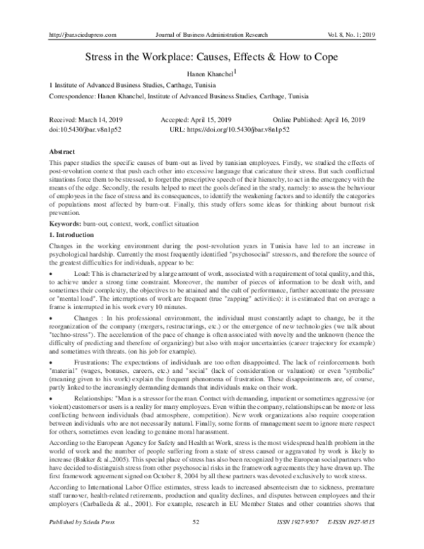 (PDF) Stress in the Workplace: Causes, Effects & How to Cope