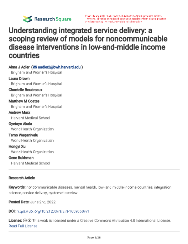 (PDF) Understanding integrated service delivery: a scoping review of ...