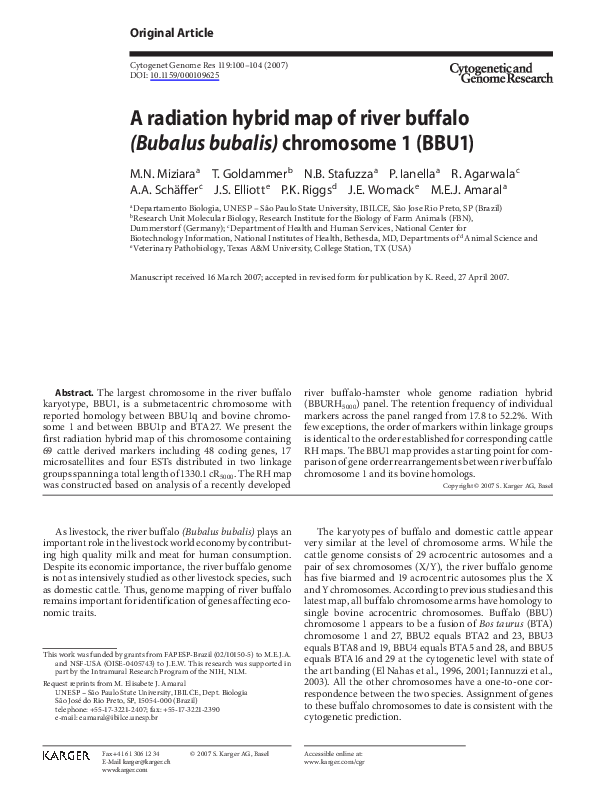 (PDF) A radiation hybrid map of river buffalo (Bubalus bubalis ...