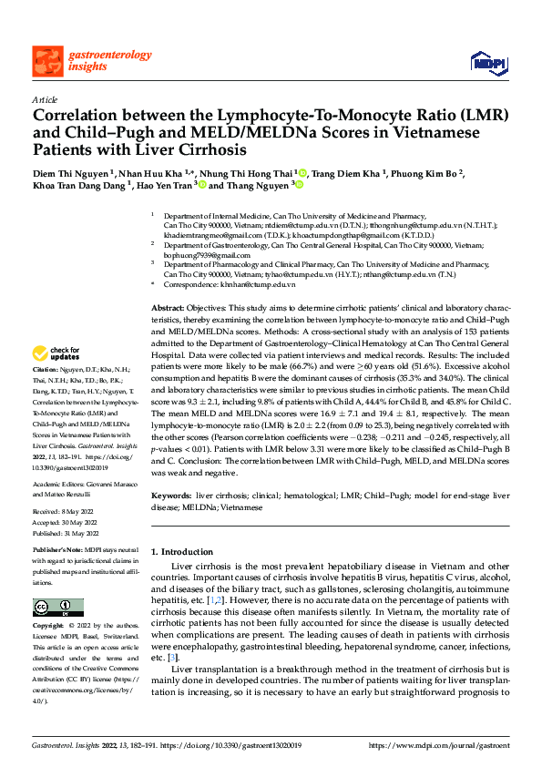 (PDF) Correlation between the Lymphocyte-To-Monocyte Ratio (LMR) and ...