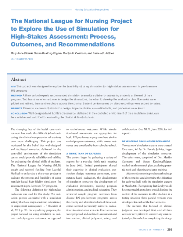 (PDF) The National League for Nursing Project to Explore the Use of ...