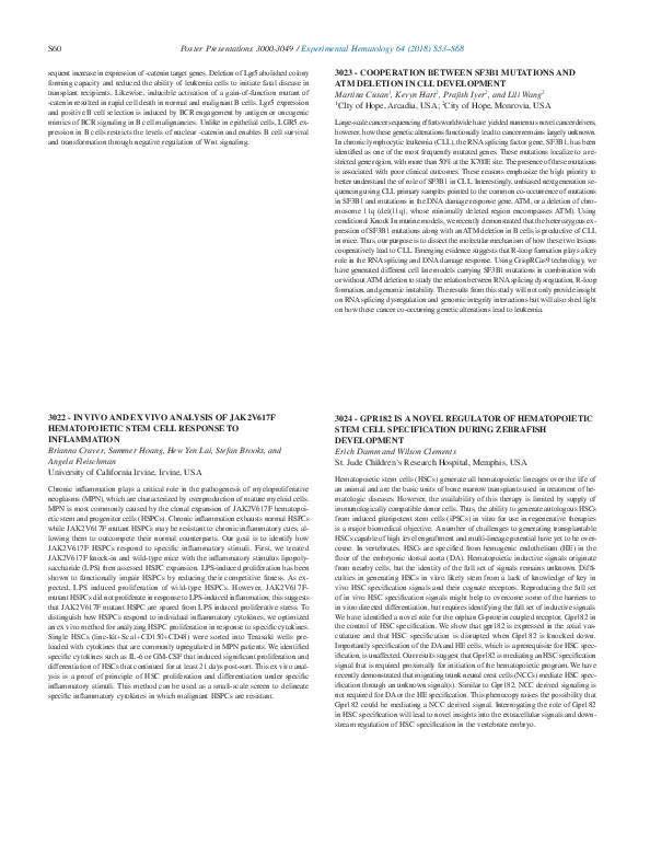 (PDF) Gpr182 is a Novel Regulator of Hematopoietic Stem Cell Specification during Zebrafish ...