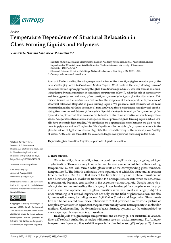 (PDF) Temperature Dependence of Structural Relaxation in Glass-Forming ...