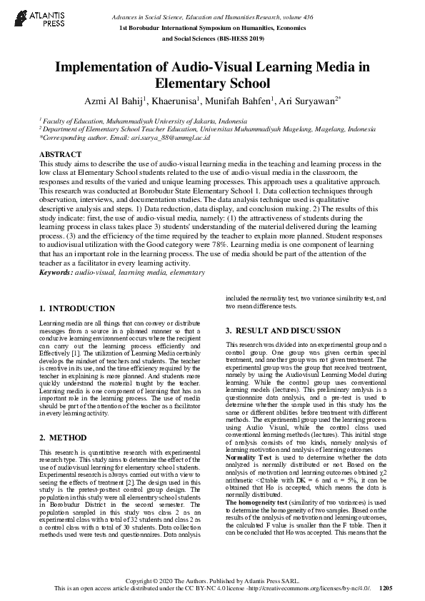 (PDF) Implementation of Audio-Visual Learning Media in Elementary School