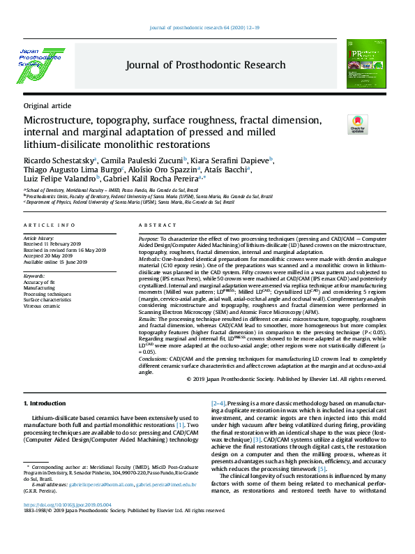 (PDF) Microstructure, topography, surface roughness, fractal dimension, internal and marginal ...