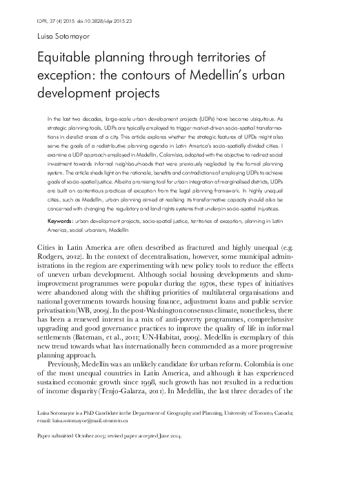 (PDF) Equitable planning through territories of exception: the contours ...