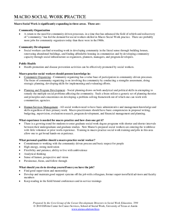 (PDF) Macro Social Work Practice