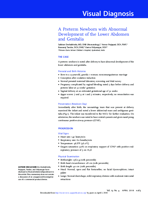 (PDF) A Preterm Newborn with Abnormal Development of the Lower Abdomen ...