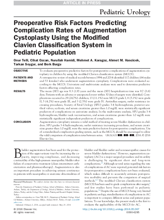 (PDF) Preoperative Risk Factors Predicting Complication Rates of ...