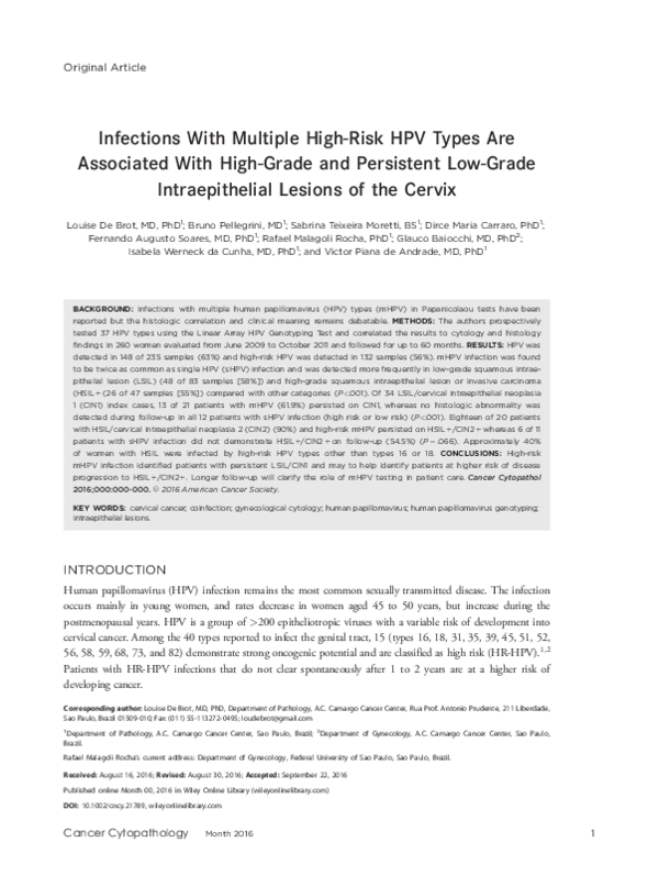 (PDF) Infections with multiple high-risk HPV types are associated with ...