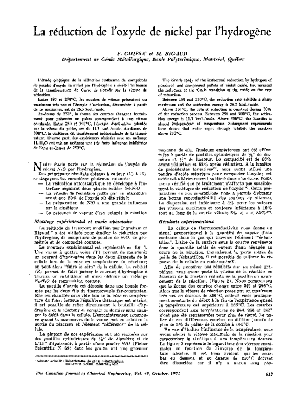 (PDF) La réduction de l'oxyde de nickel par l'hydrogène