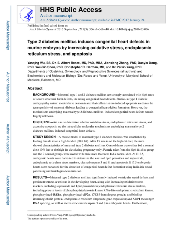 (PDF) Type 2 diabetes mellitus induces congenital heart defects in ...