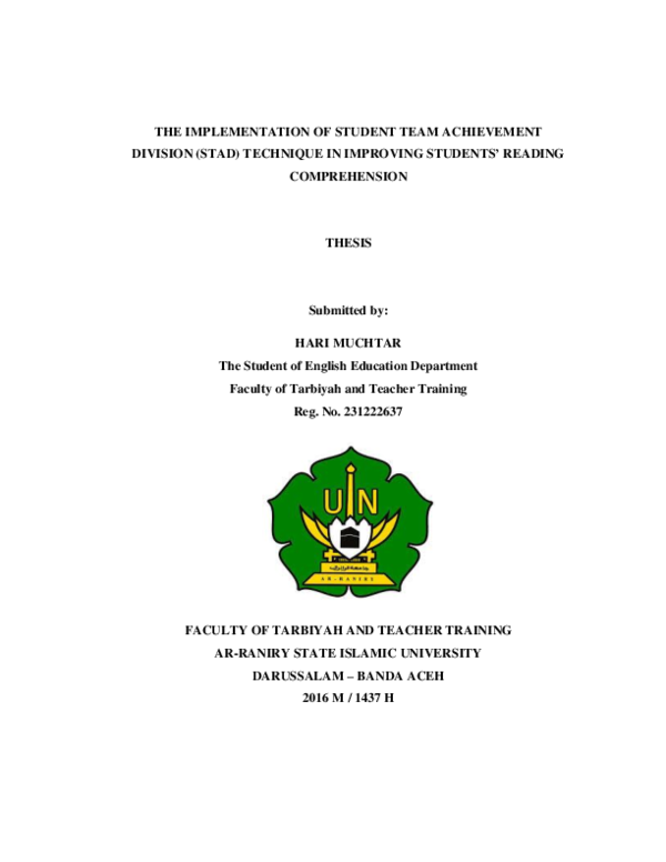 (PDF) The Implementation of Student Team Achievement Division (Stad) Technique in Improving ...