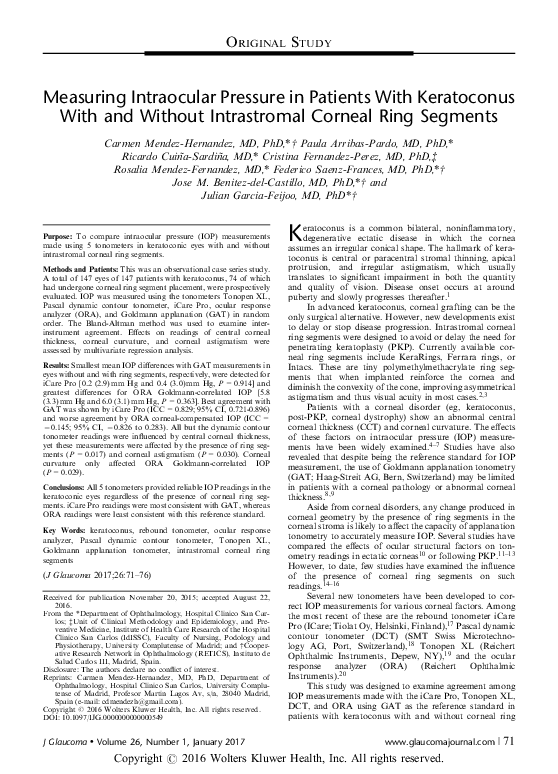 (PDF) Measuring Intraocular Pressure in Patients With Keratoconus With ...