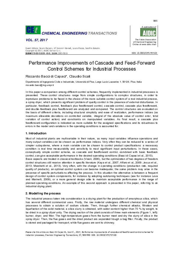 (PDF) Performance Improvements of Cascade and Feed-forward Control ...