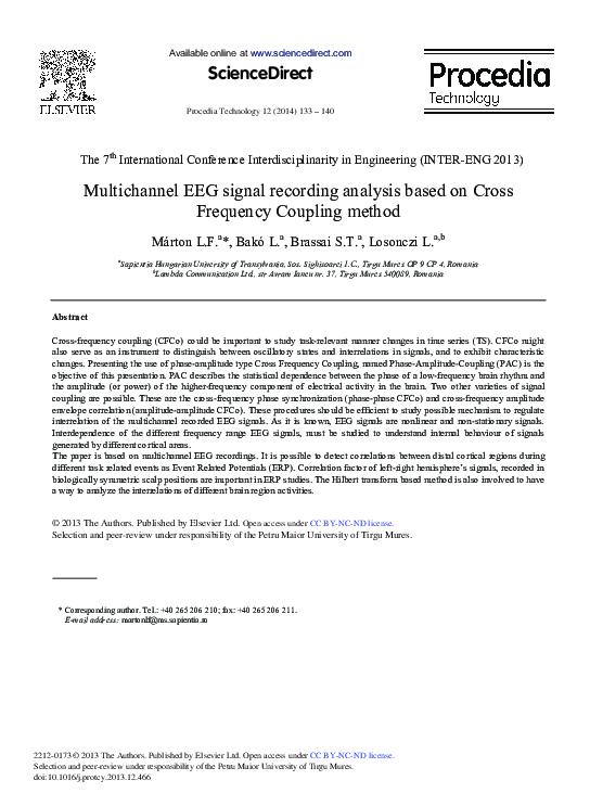 (PDF) Multichannel EEG Signal Recording Analysis based on Cross Frequency Coupling Method