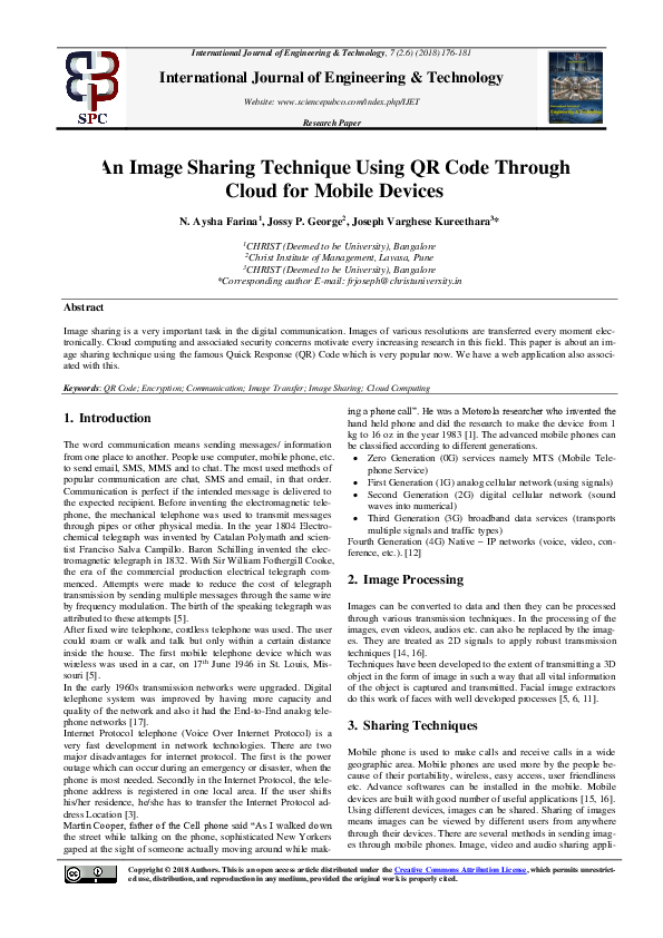 (PDF) An Image Sharing Technique Using QR Code Through Cloud for Mobile ...